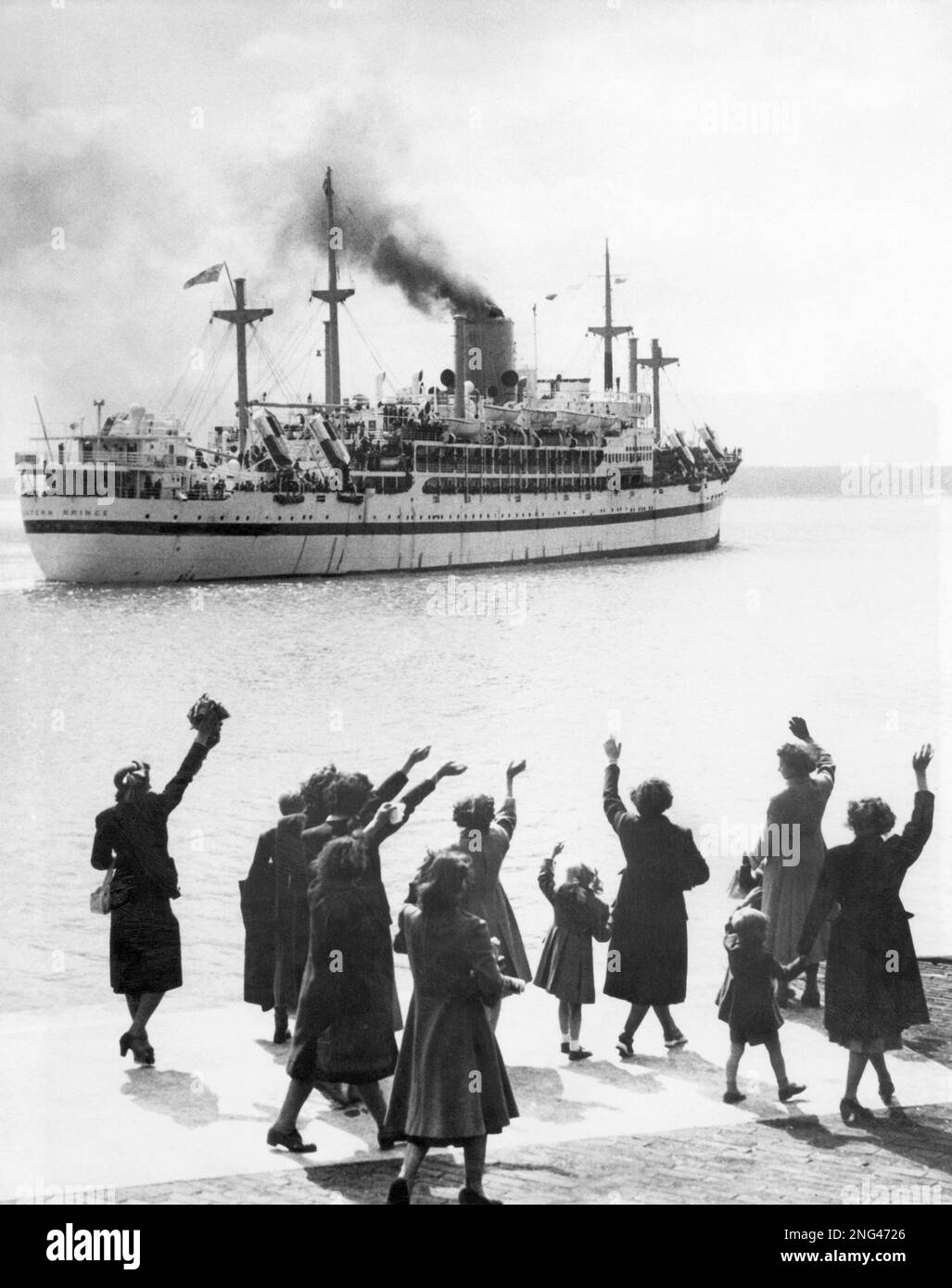 The British troopship Eastern Prince leaves Southampton, England ...