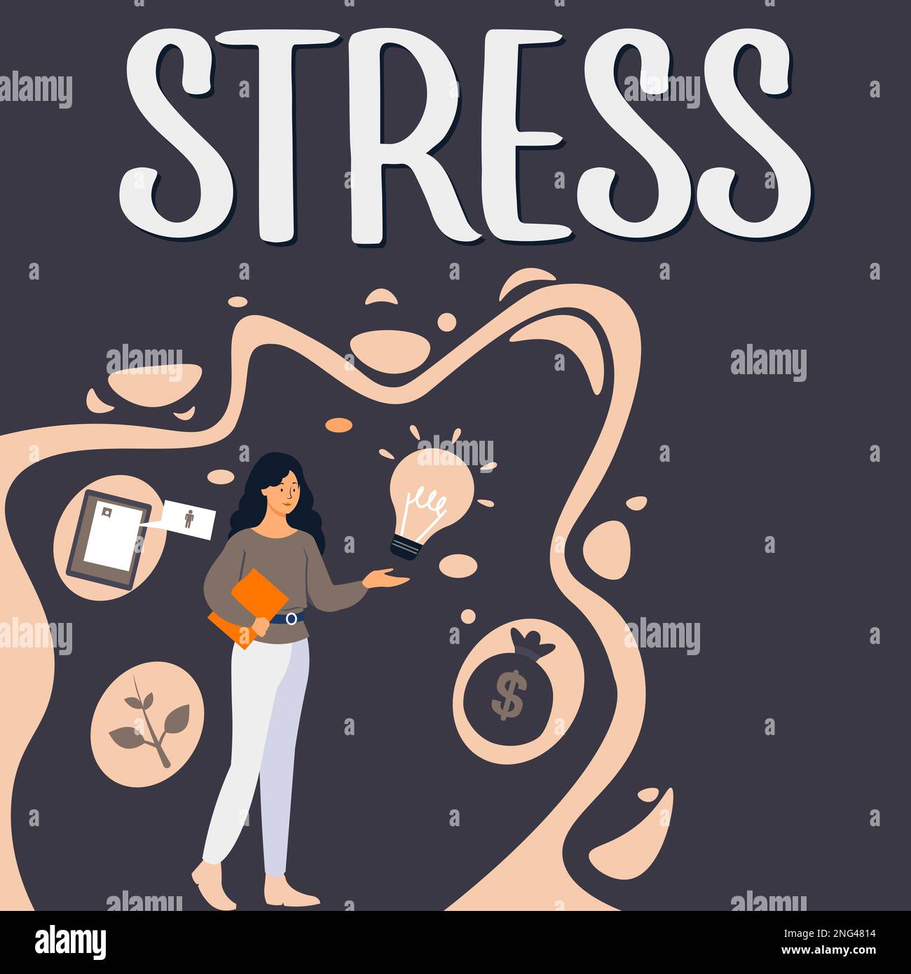 Text caption presenting Stress. Business approach a physical chemical ...