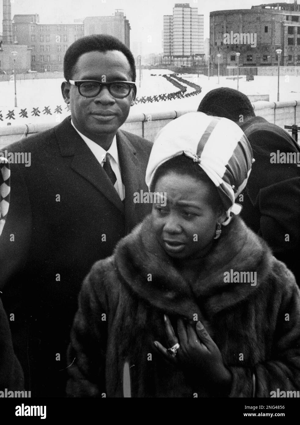 Zaire's president Joseph Desire Mobutu Sese Seko and his wife stand on ...