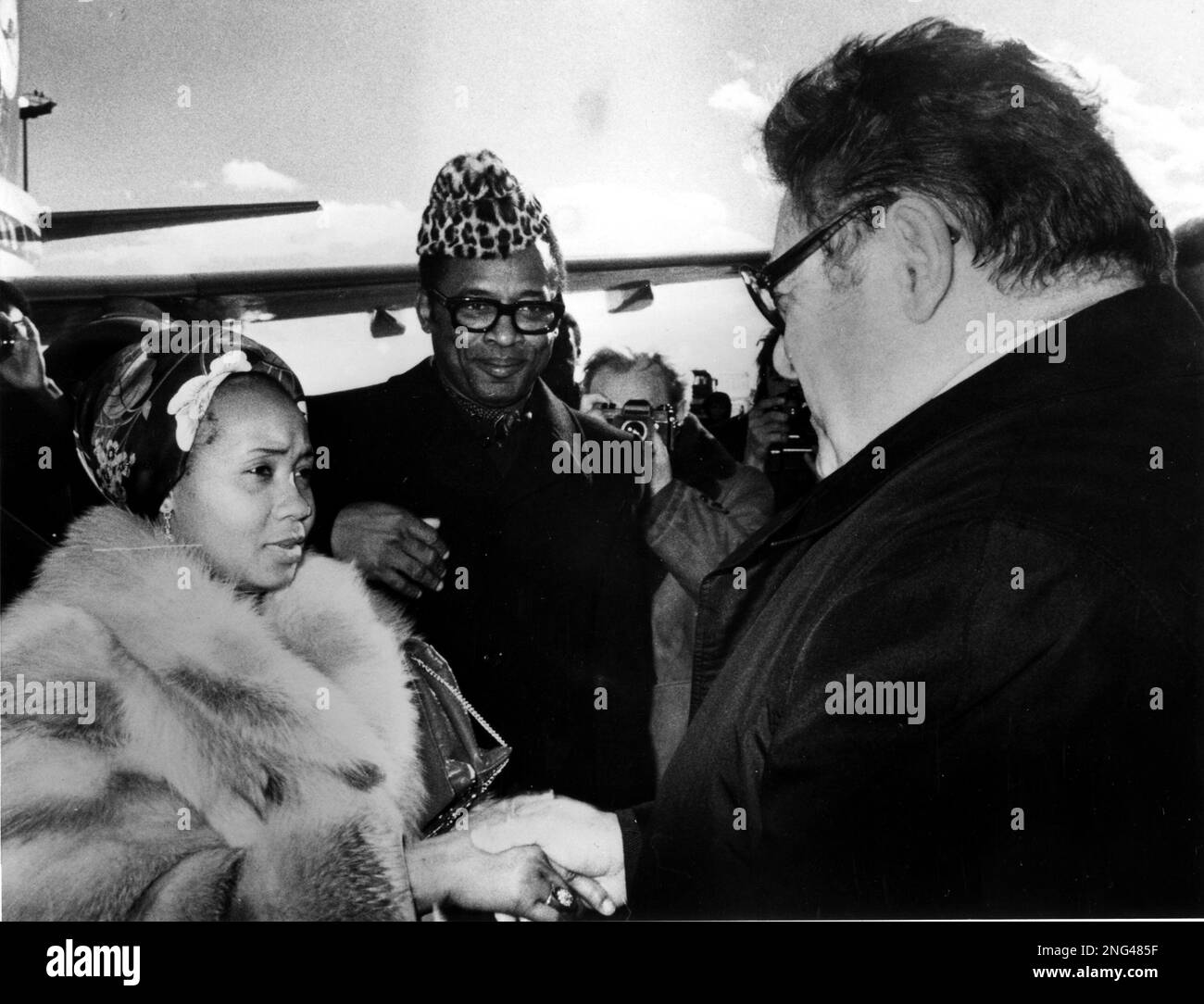 Zaire's president Joseph Desire Mobutu Sese Seko arrives with his wife ...