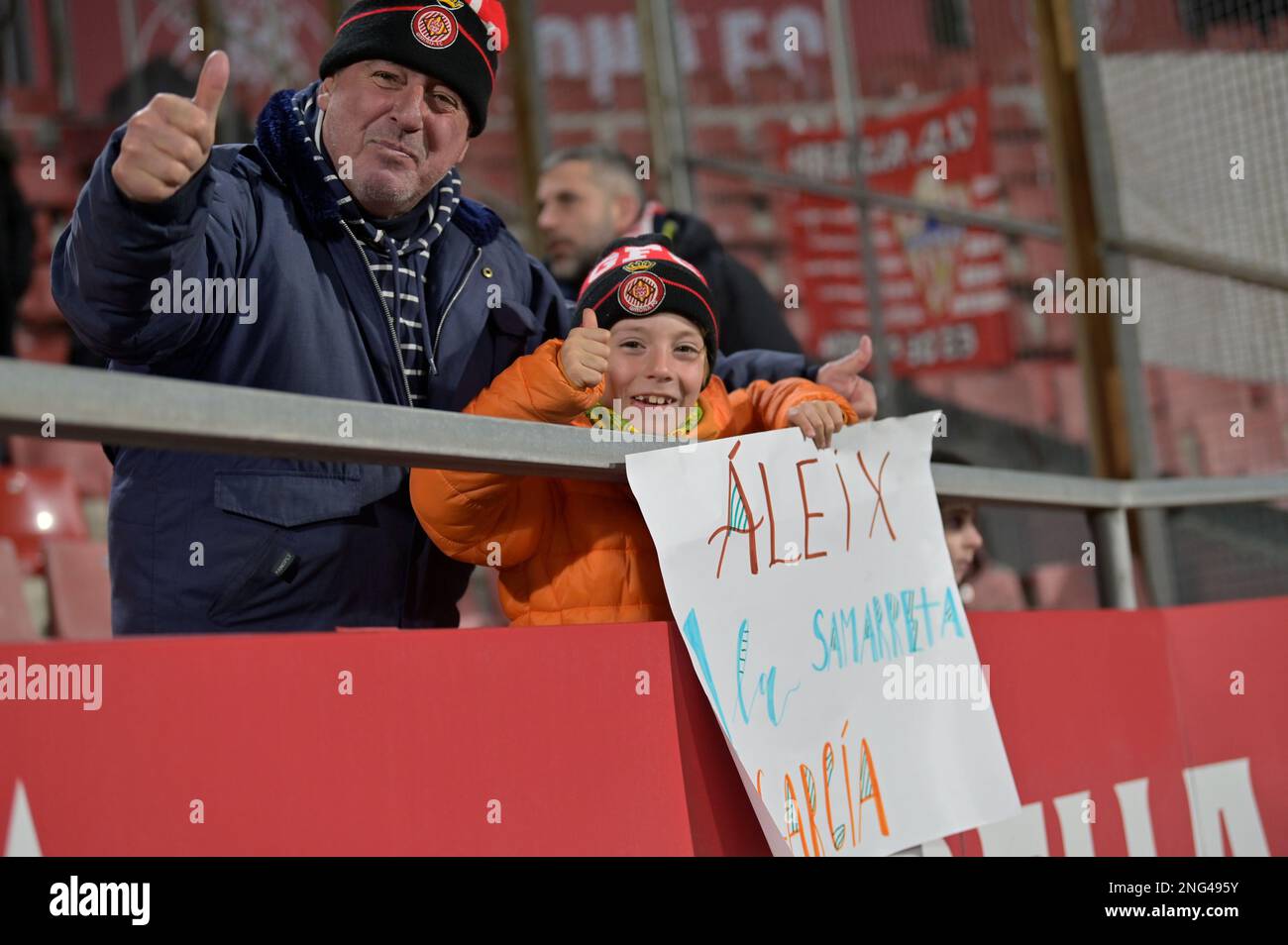 Gerona, Spain. 17th Feb, 2023. Almeria fans during a La Liga Santander ...