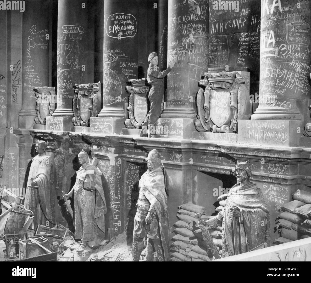 In the bomb damaged Reichstag, hundreds of Russian soldiers have ...
