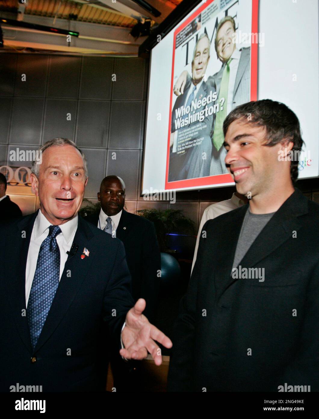 New York Mayor Michael Bloomberg, left, talks with Google co-founder ...