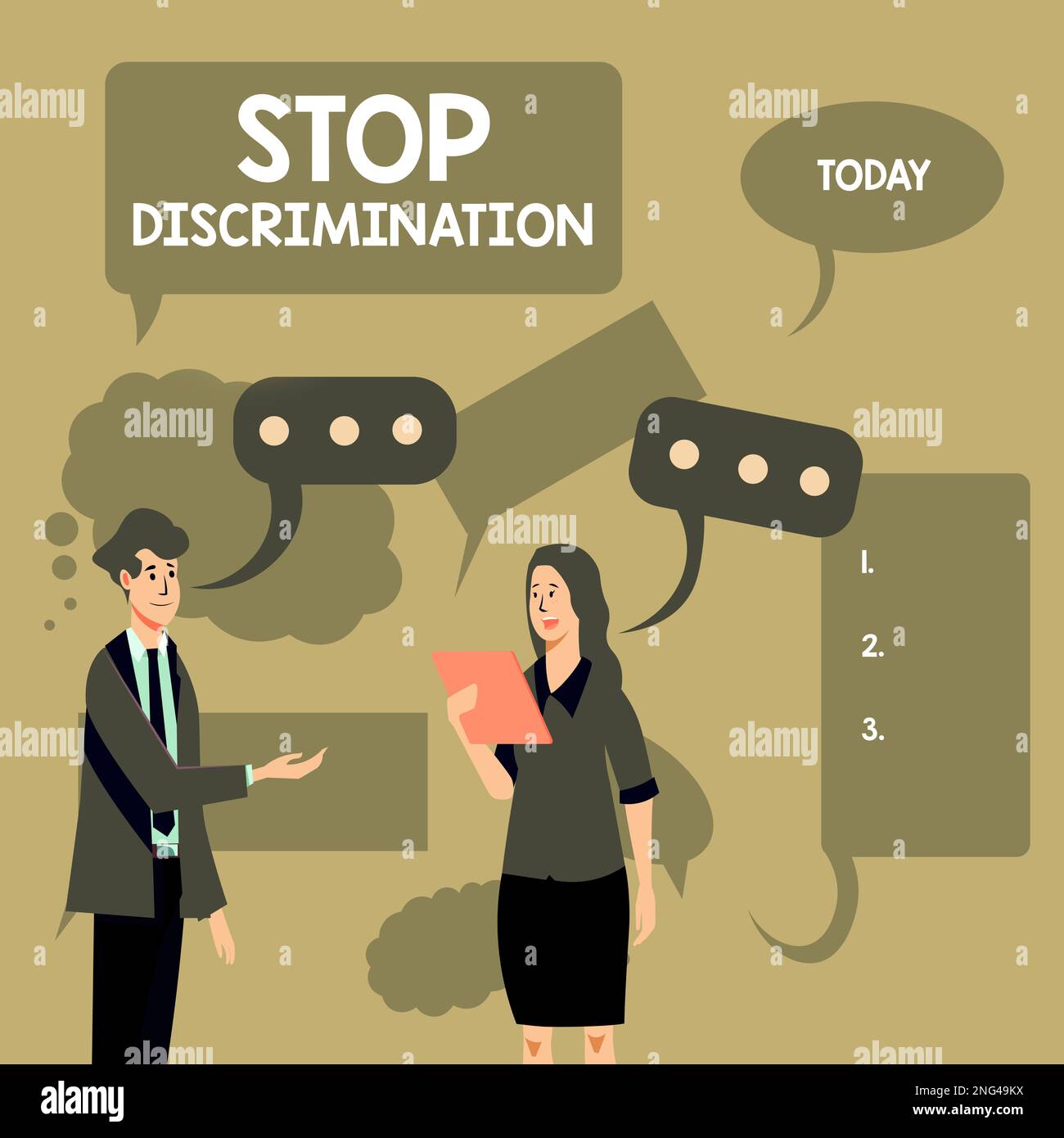 Text caption presenting Stop Discrimination. Concept meaning Prevent ...