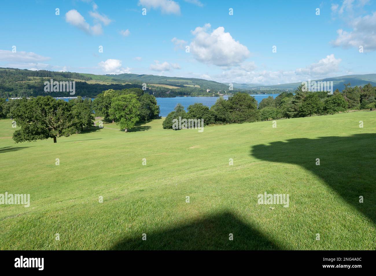 View over Balloch Castle Country Park to Loch Lomond from the John Muir ...