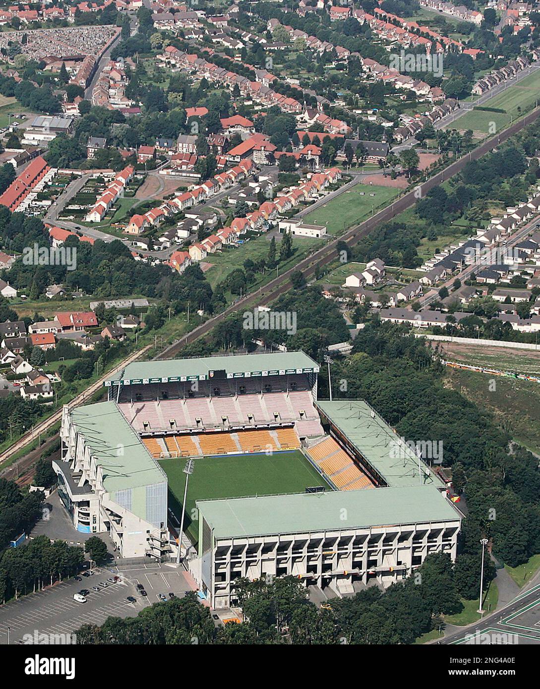 A 2006 aerial view of the Bollaert stadium in Lens, northern France ...