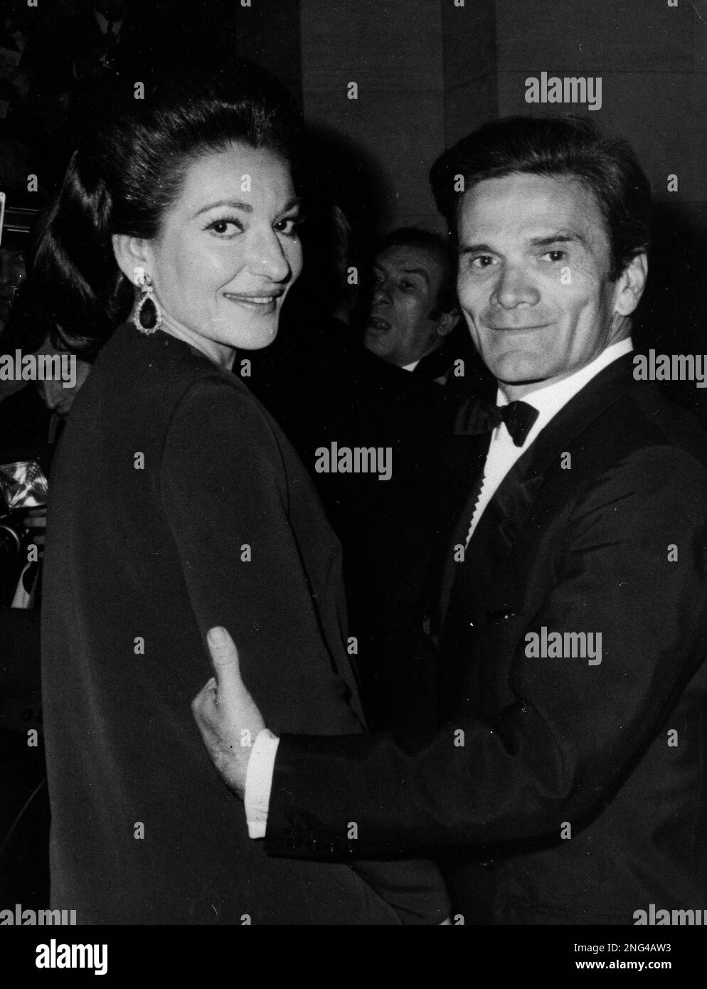 Opera soprano Maria Callas arrives with Italian director Pier Paolo ...