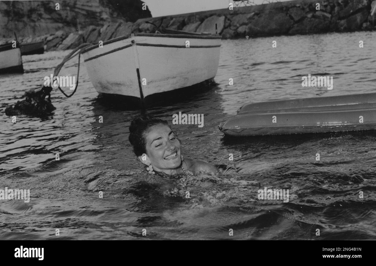 Opera soprano Maria Callas is seen swimming at the Isle of Ischia off ...