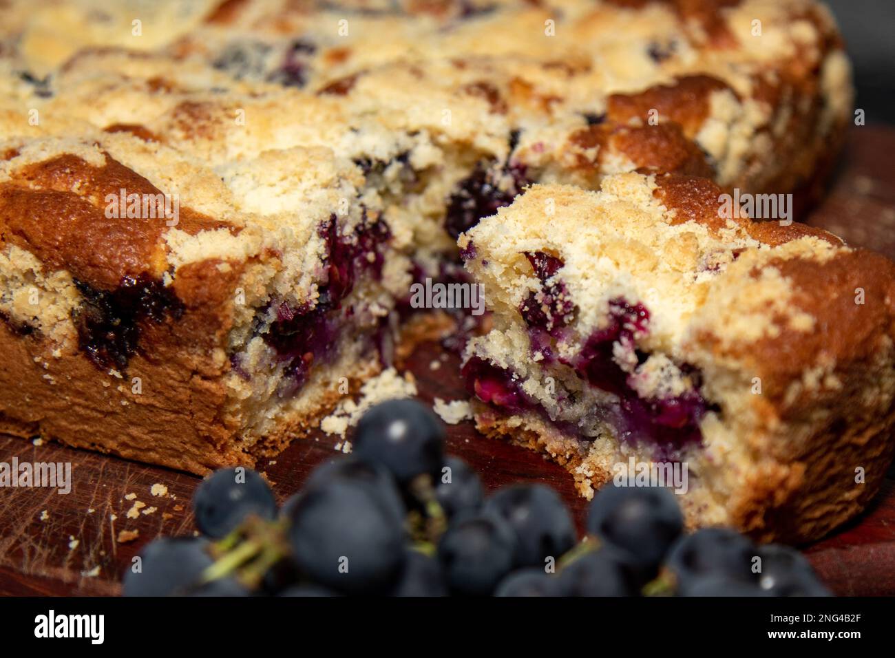 Classic black grape cake (Isabel burgundy variety) known as "cuca de ...