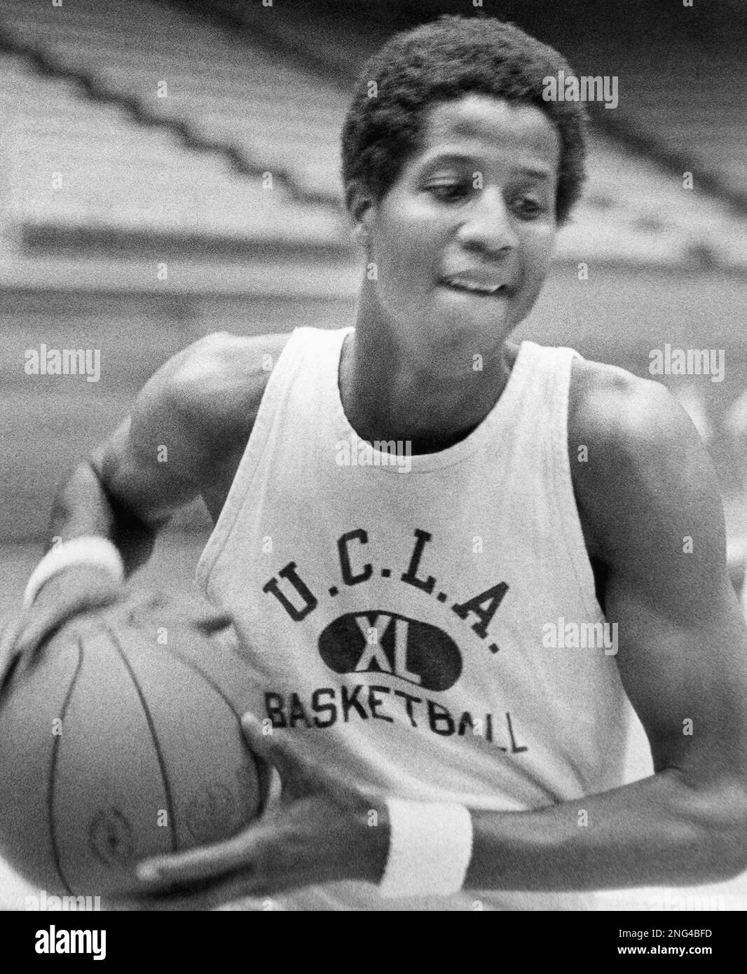 UCLA's Keith "Silk" Wilkes practices for a game against Notre Dame ...