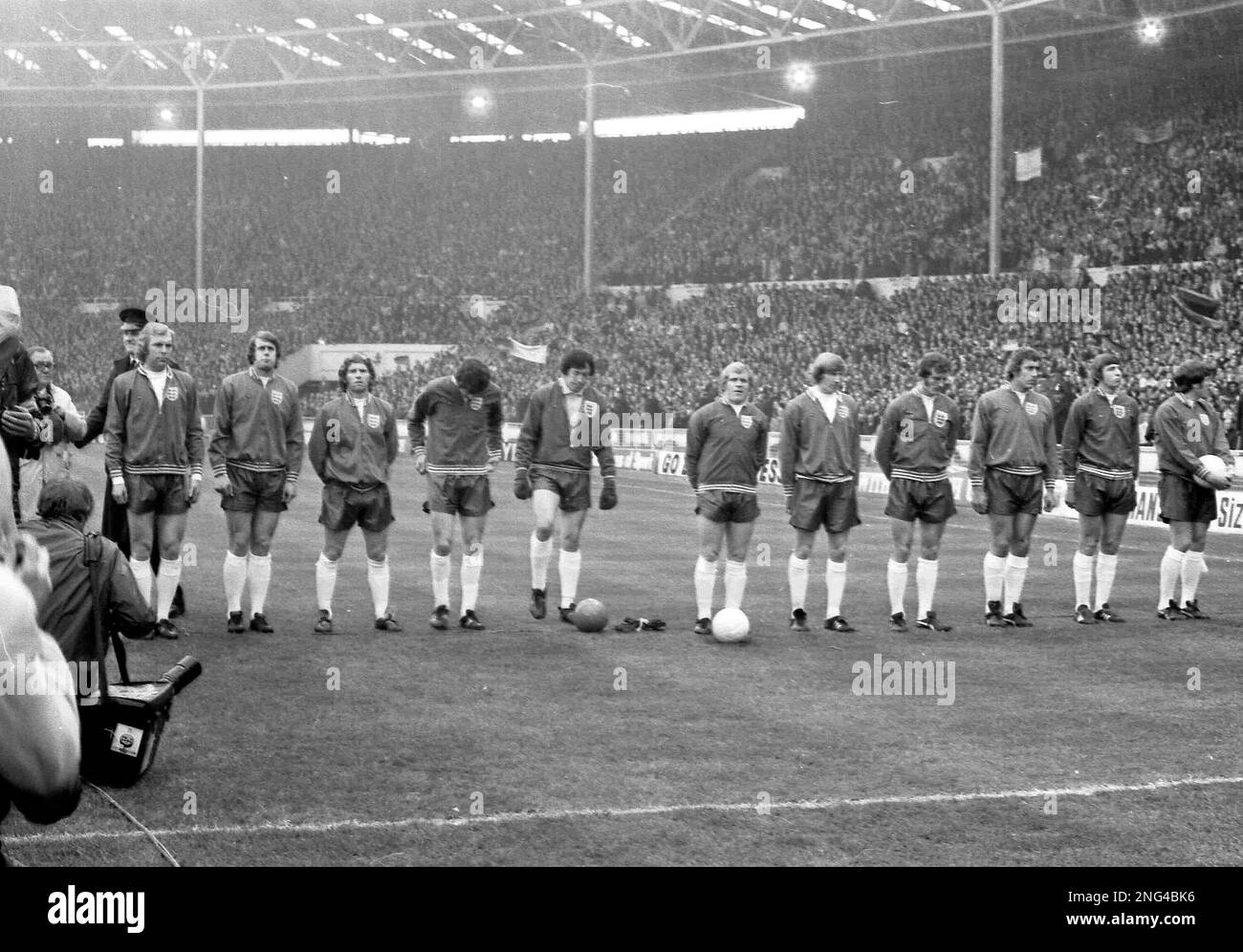 The England team line up at Wembley Stadium, London, April 29, 1972 ...