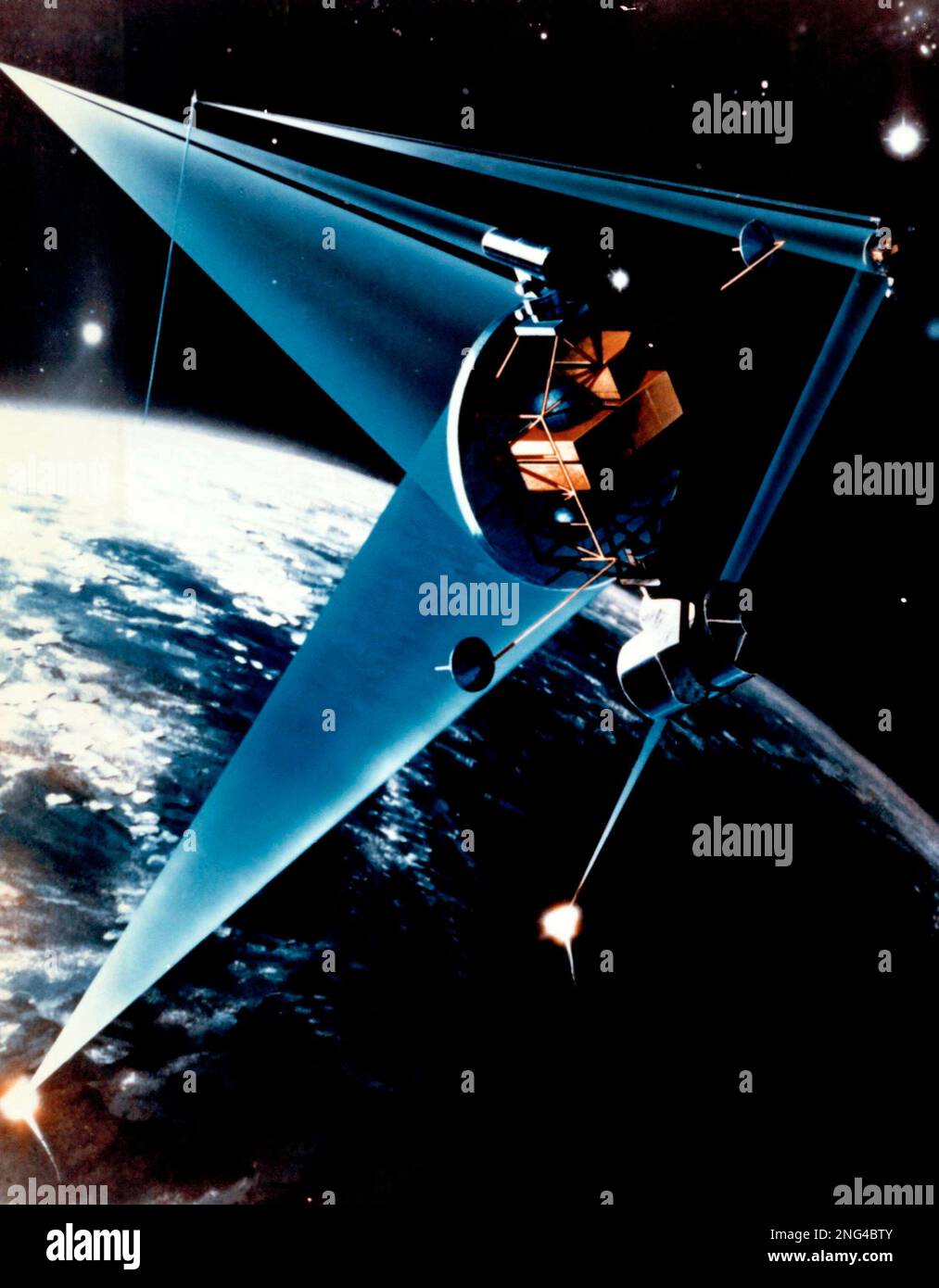 This artiist's concept shows an Earth-generated laser beam being ...