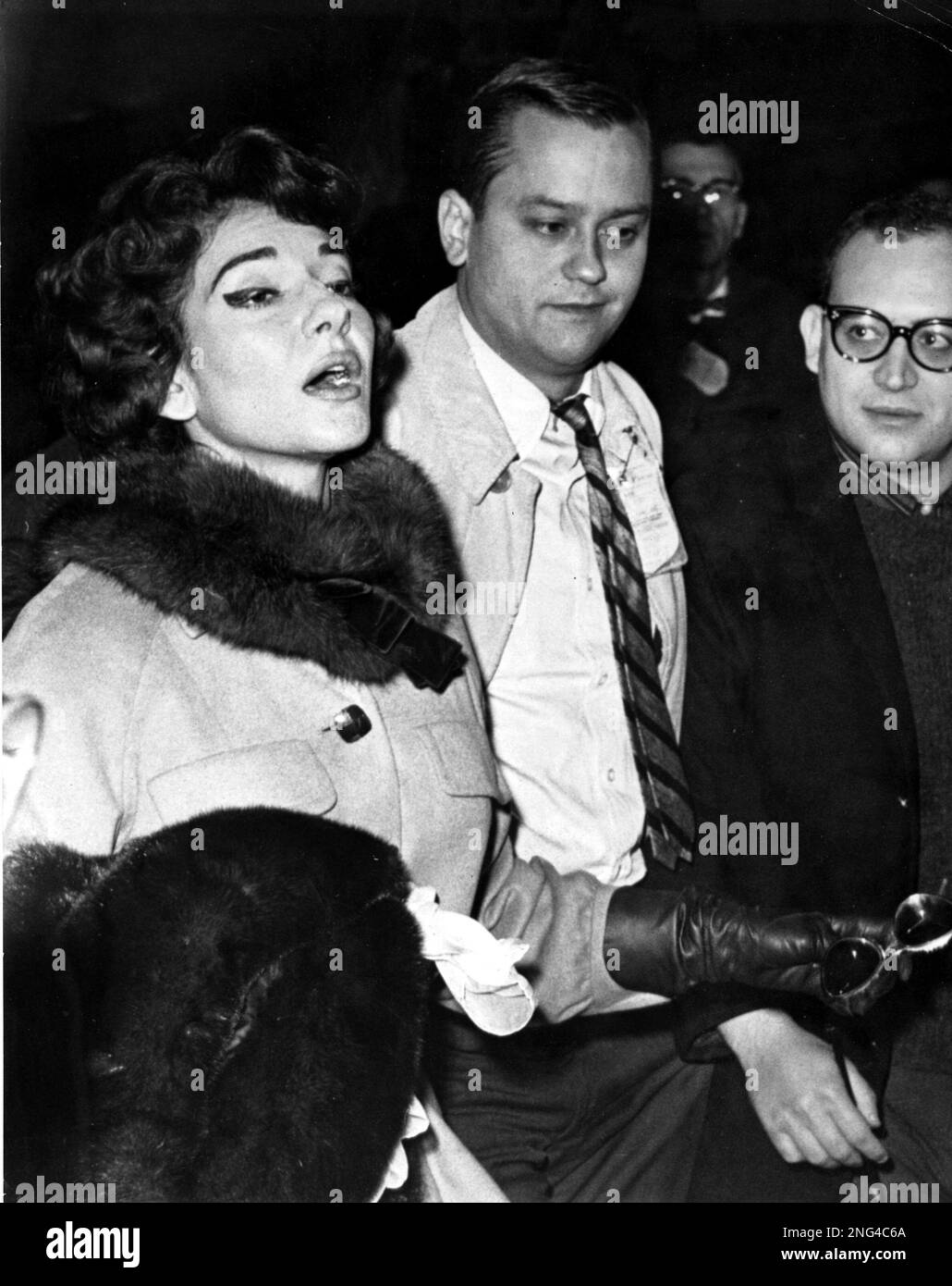 Star soprano Maria Meneghini Callas answers questions as she arrives at ...