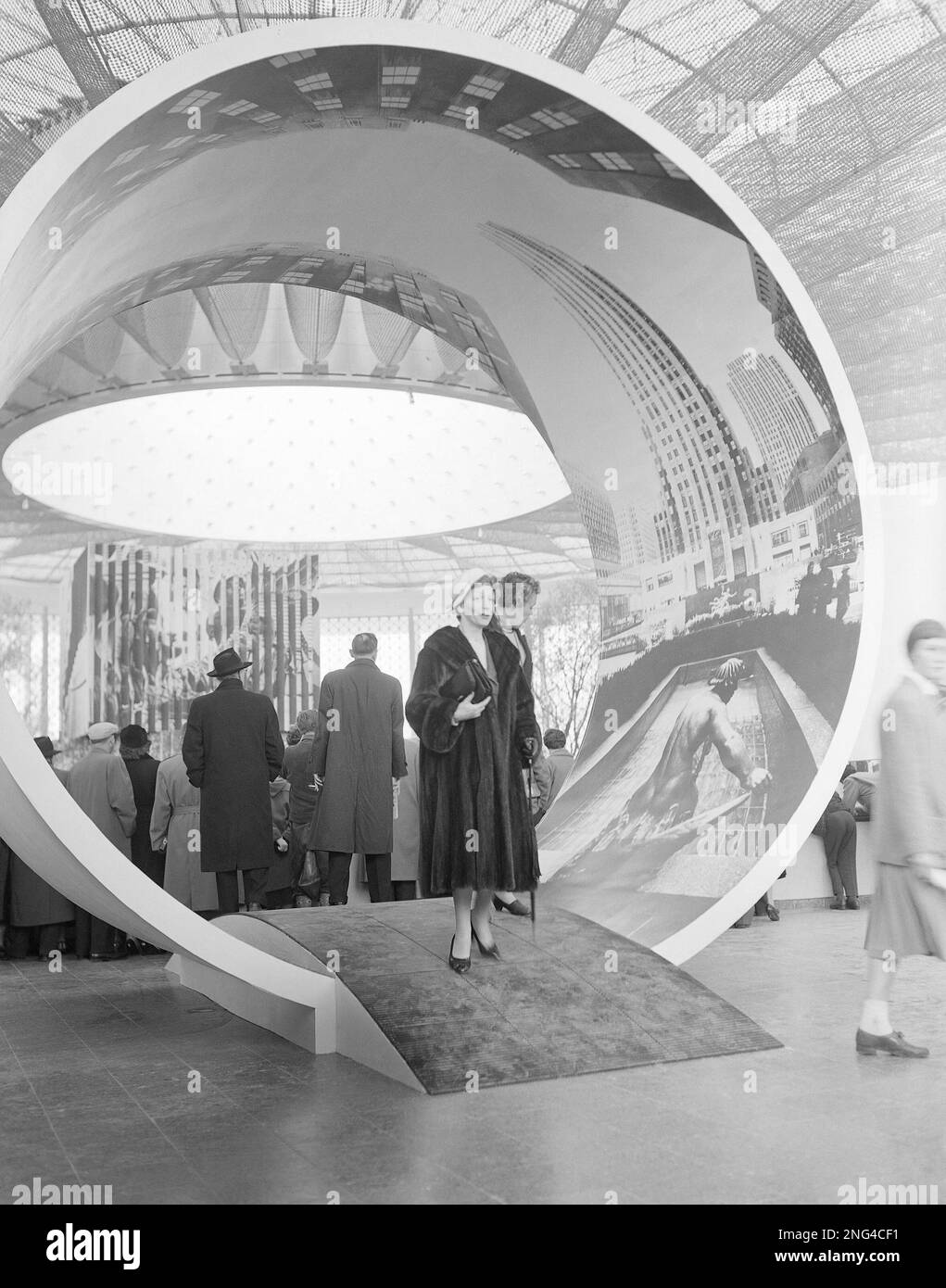 A circular panoramic image of Rockefeller Center in New York is visible ...