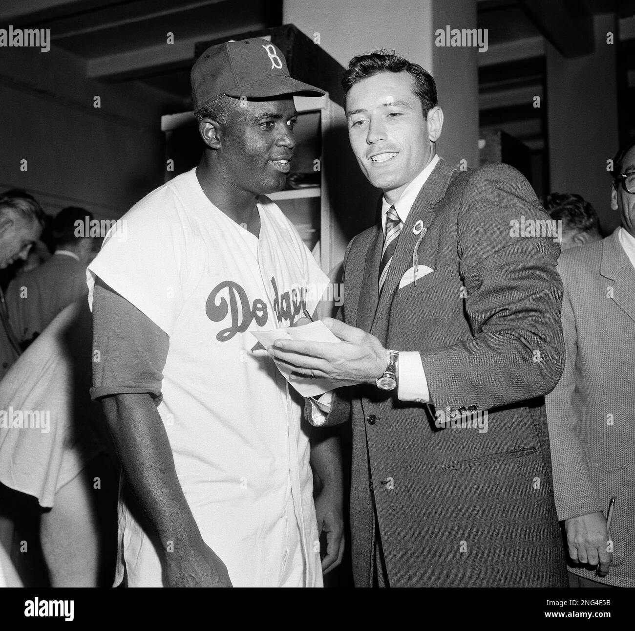 Jimmy Piersall, right, interviews Jackie Robinson in the Brooklyn ...