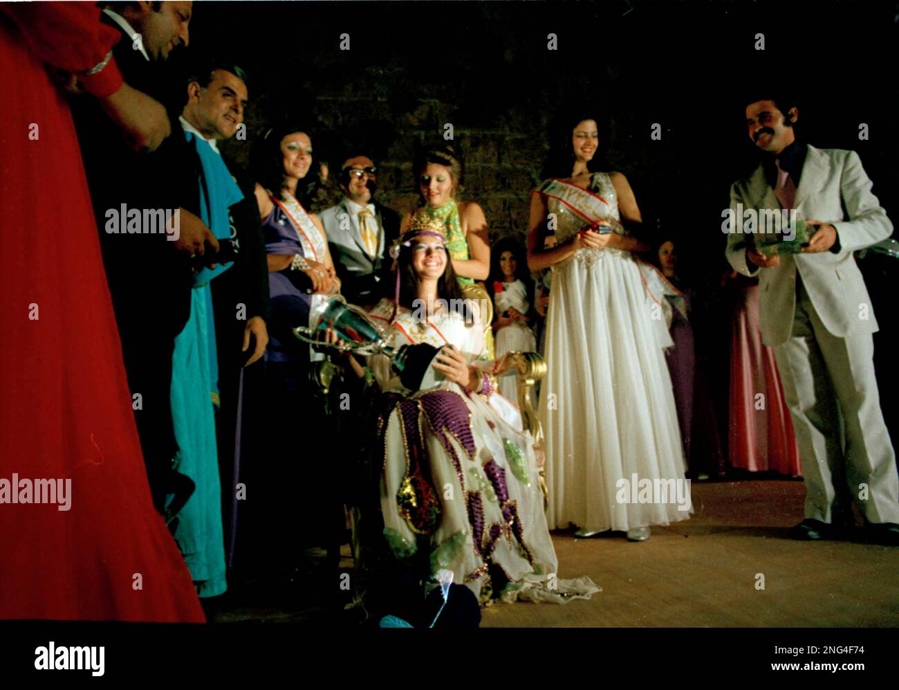 Contestants in a beauty pageant are seen in Beirut, Lebanon, Aug. 12 ...