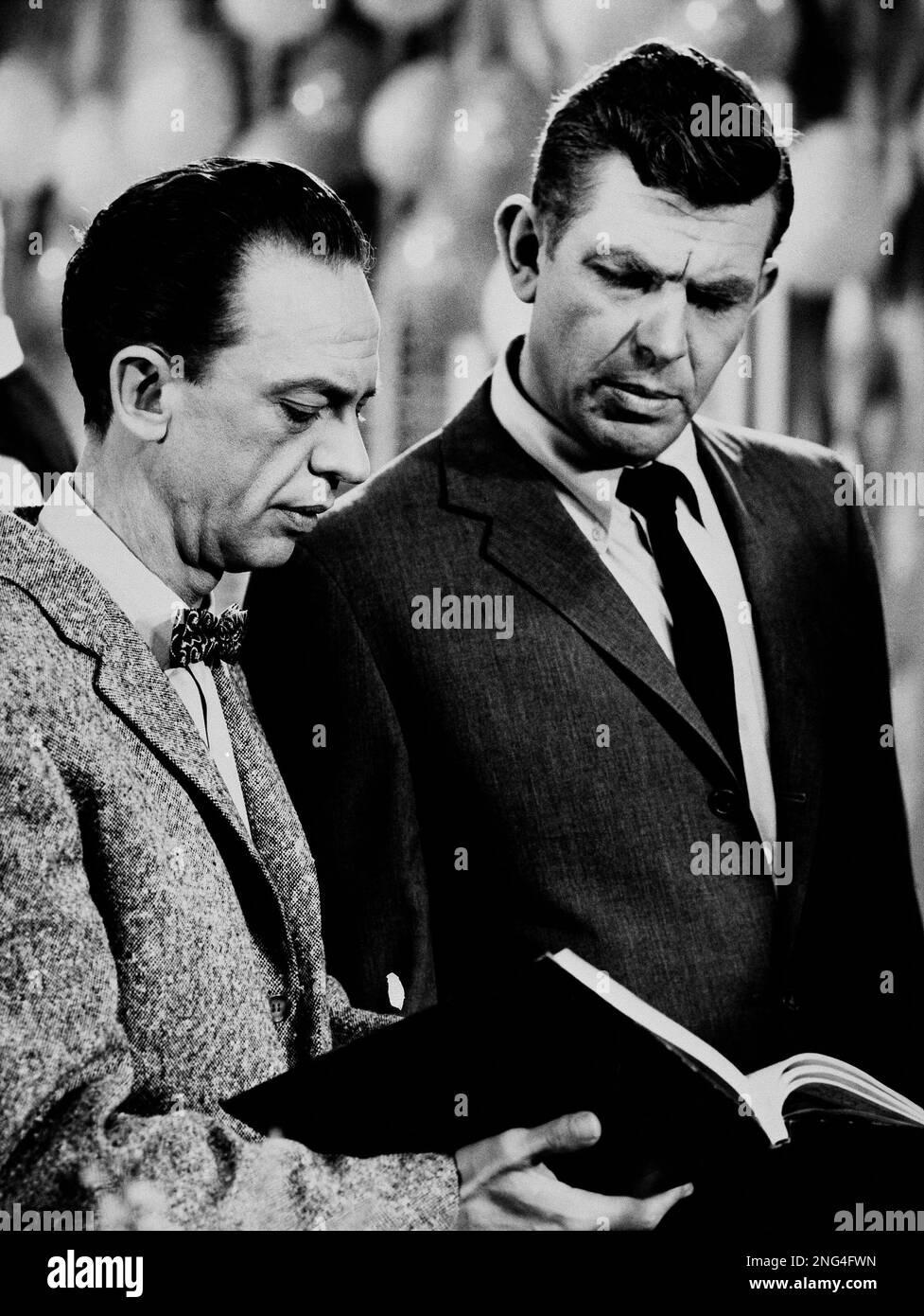 Andy Griffith (right) as Sheriff Andy Taylor and Don Knotts (left) as ...