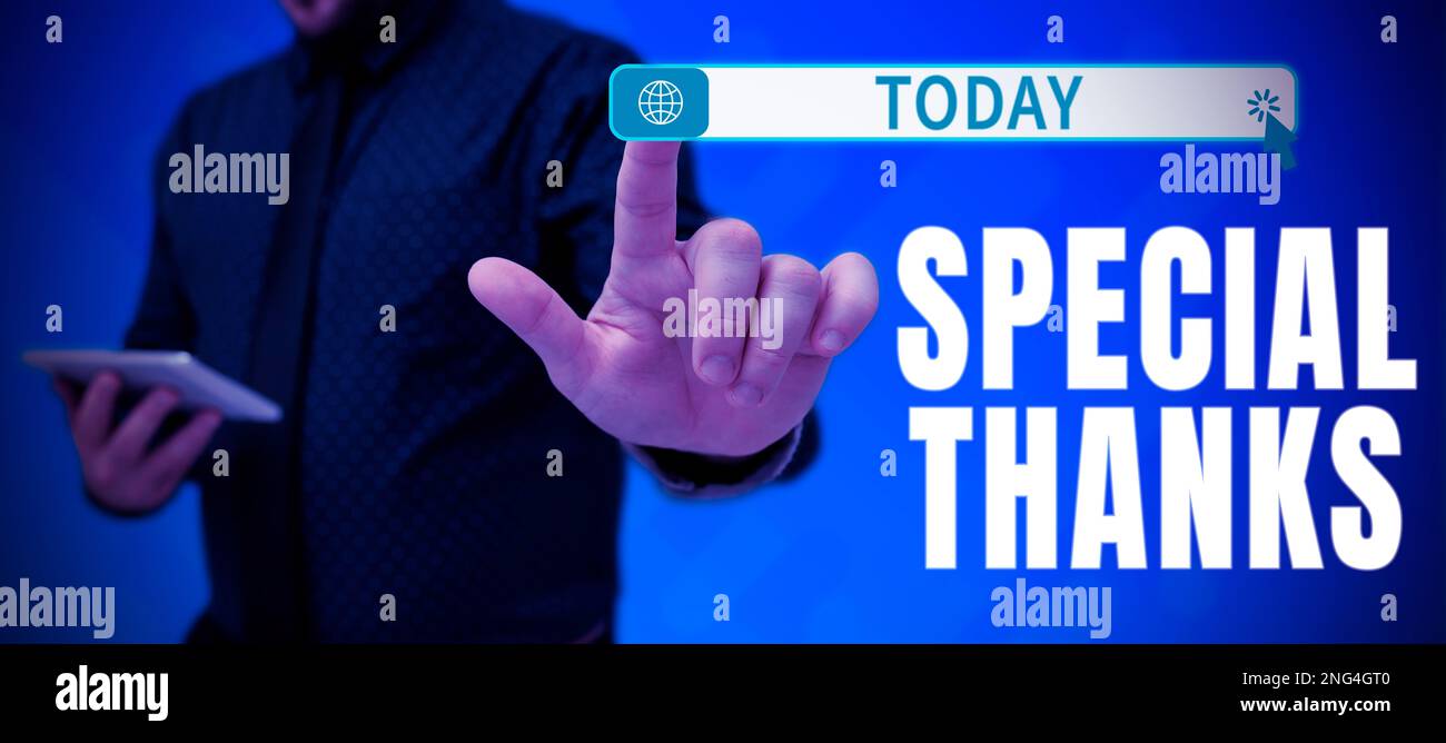 Conceptual caption Special Thanks. Word for expression of appreciation ...