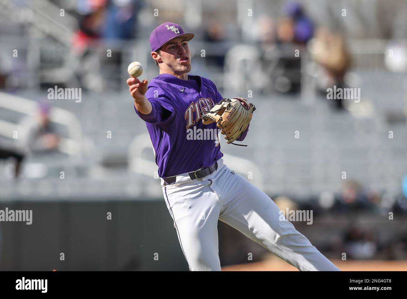 Baton Rouge, LA, USA. 17th Feb, 2023. LSU third baseman Jack Merrifield ...