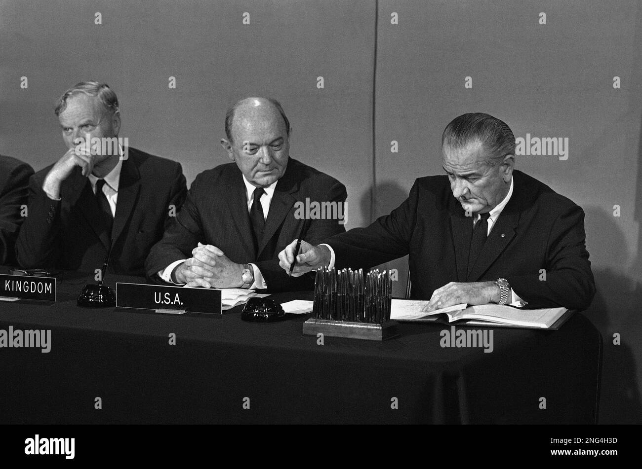 President Johnson signs a proclamation declaring the international ...