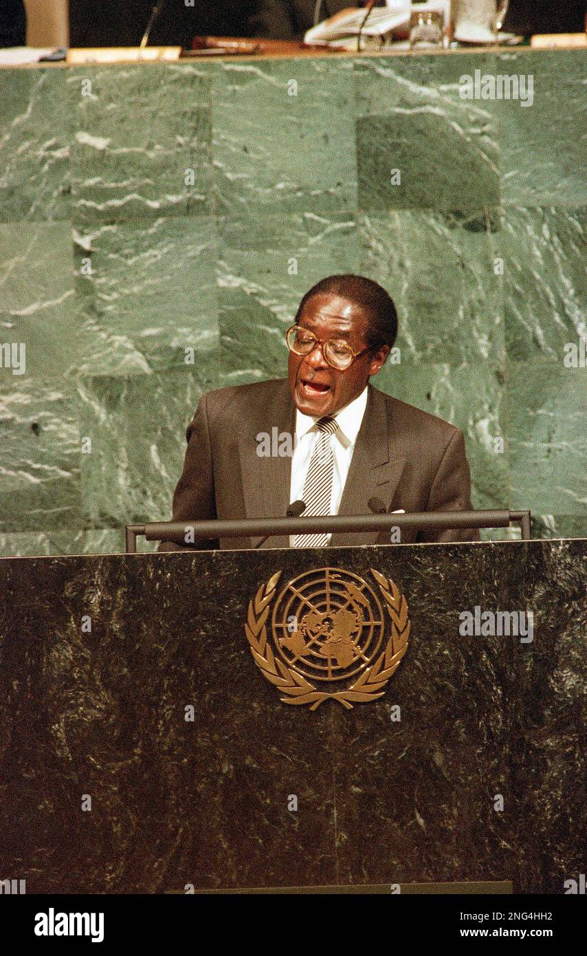 Robert Mugabe, President of Zimbabwe, addresses the 48th session of the ...
