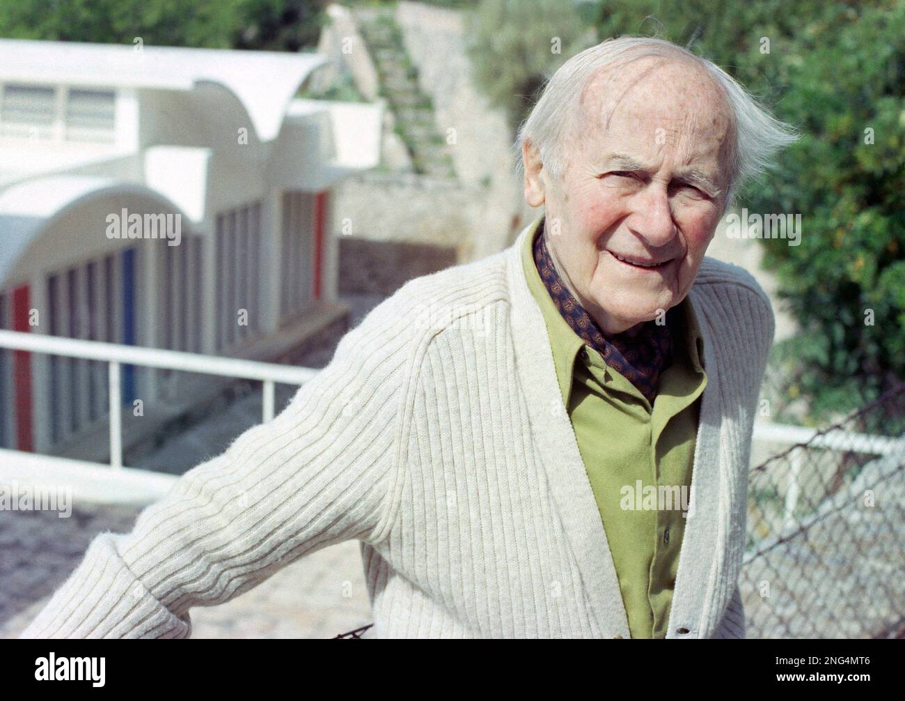 Spanish artist Joan Miro is shown on his 85th birthday on the balcony ...