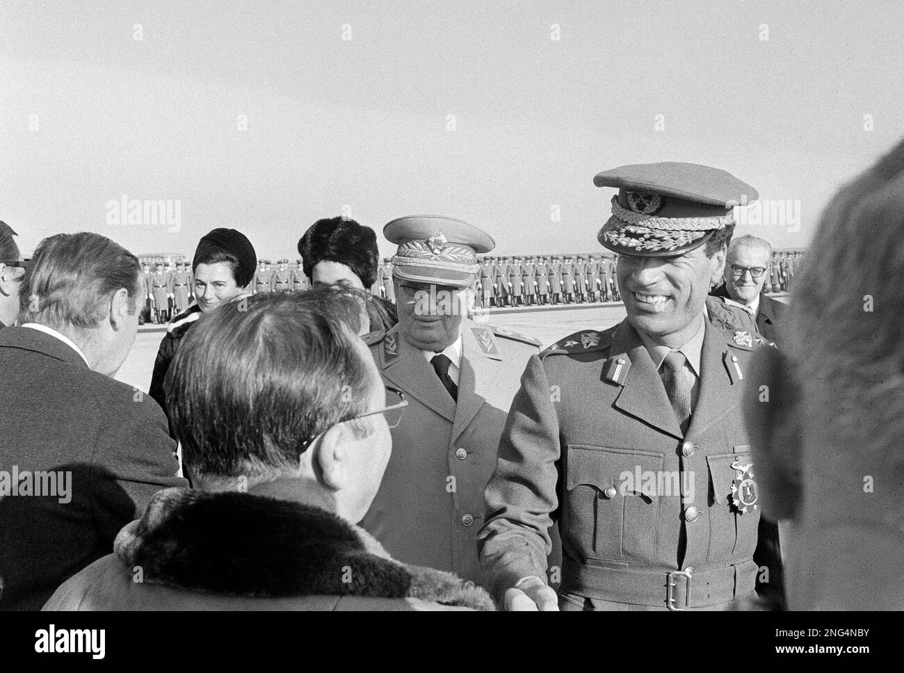 Libyan President Muammar Gadhafi, right, and Yugoslav President Josip ...