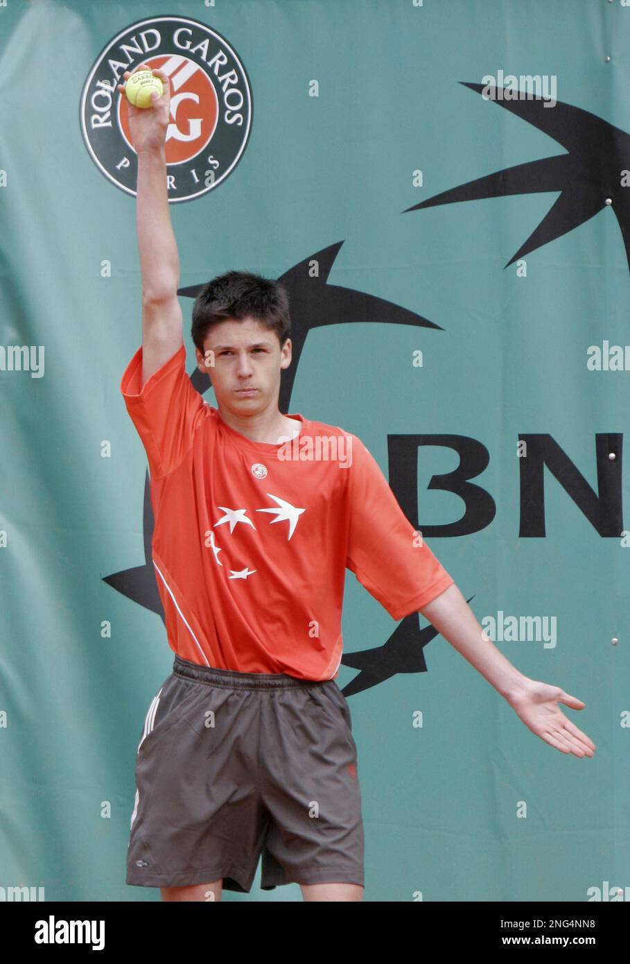 A ball boy during the first round of the French Open Tennis tournament ...