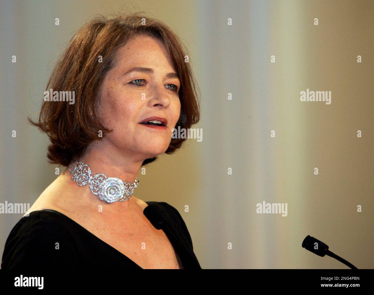Actress Charlotte Rampling presents the award for best screenplay ...
