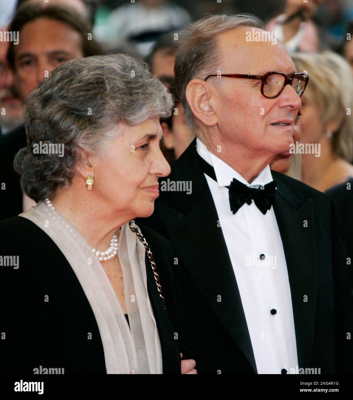 Italian composer Ennio Morricone and his wife Maria Travia arrive for ...