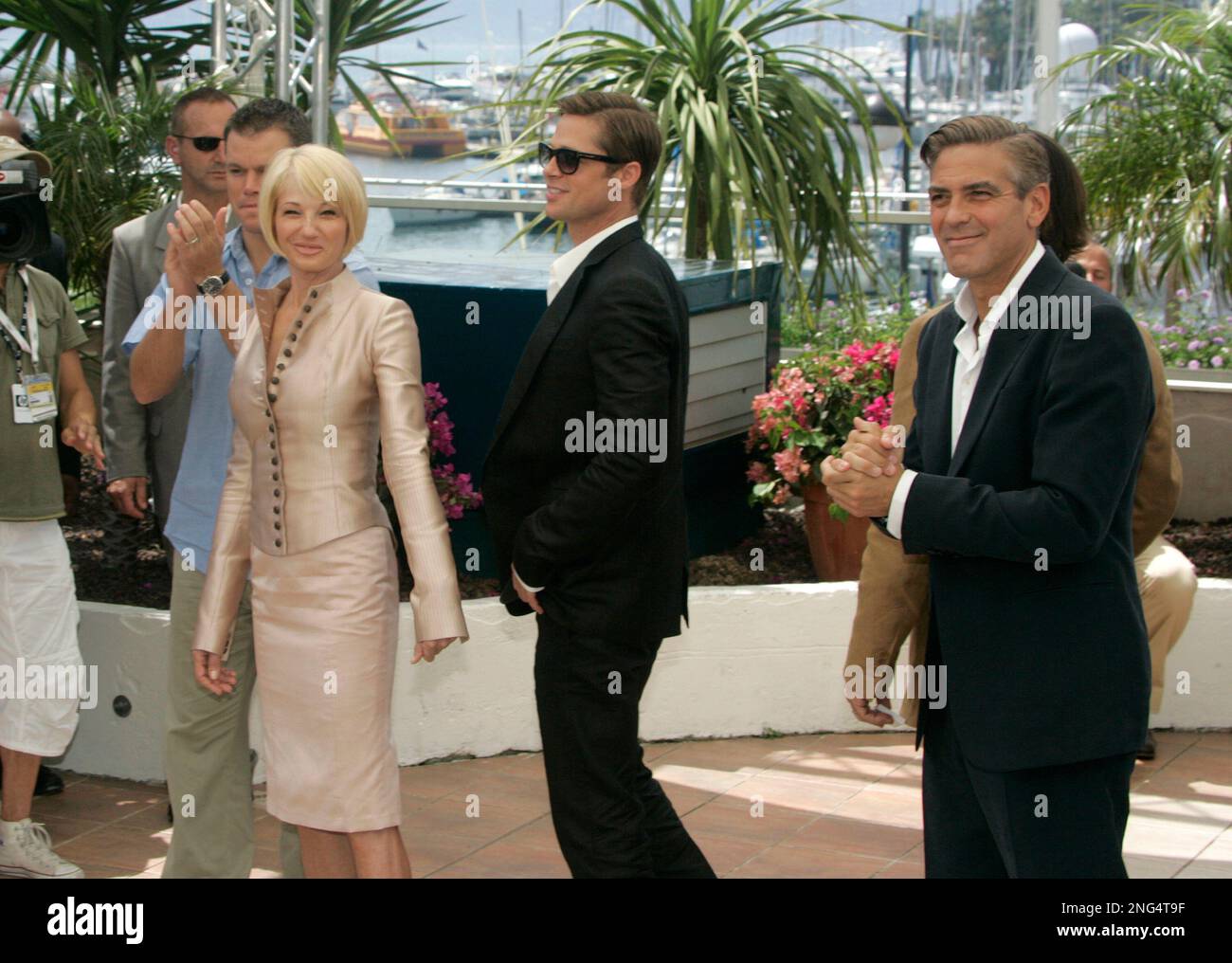 Actors from left, Matt Damon, Ellen Barkin, Brad Pitt, and George ...