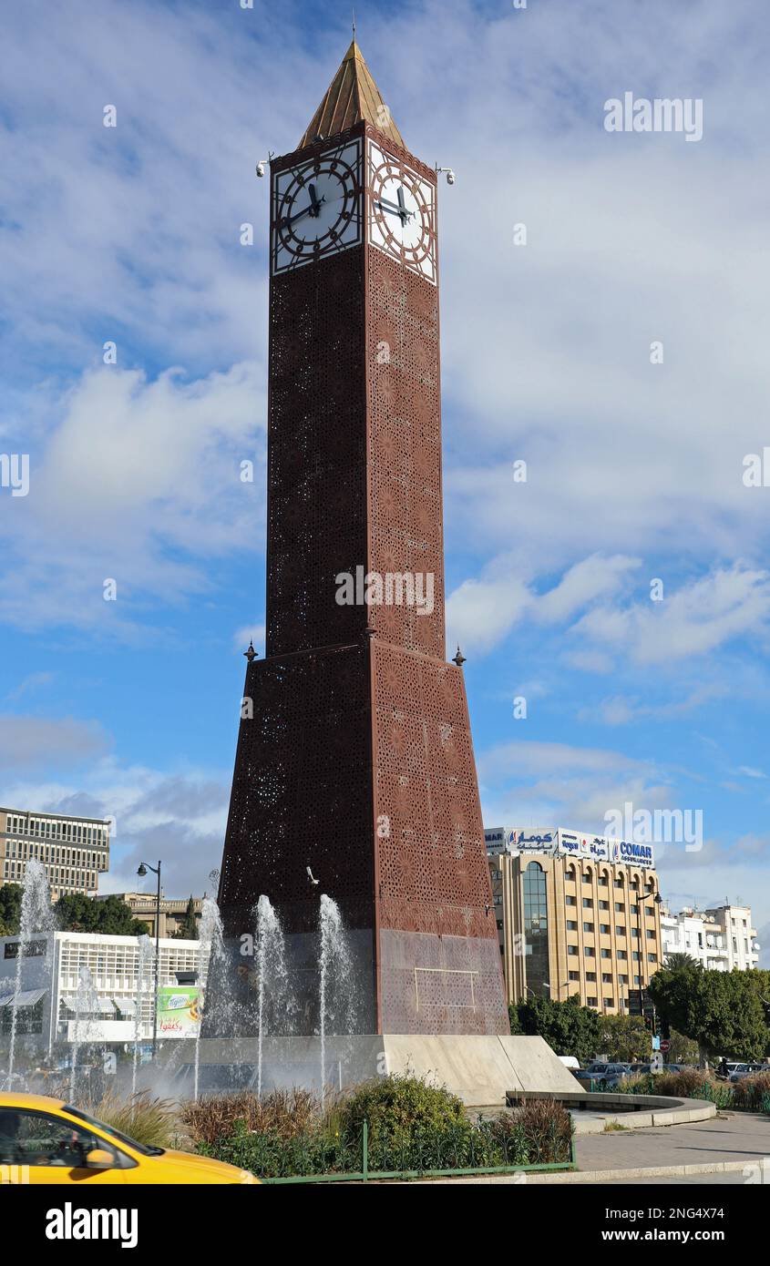 Clock Tower in the city centre of Tunis Stock Photo - Alamy