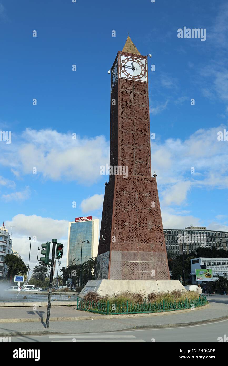 Clock Tower in the city centre of Tunis Stock Photo - Alamy