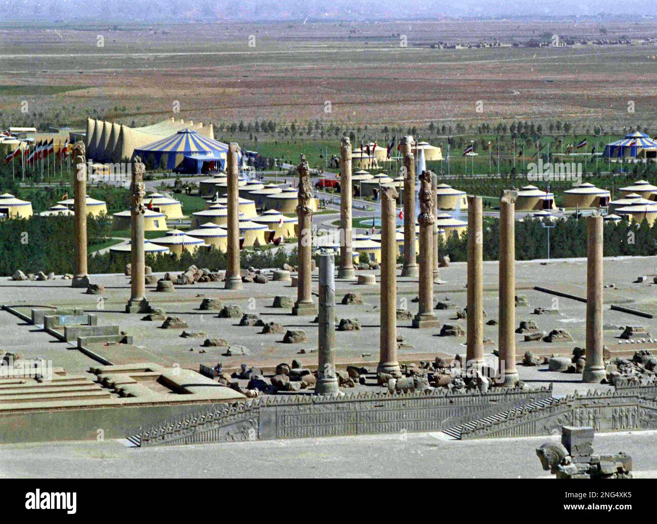 General view of the tent city at Persepolis, Iran, Oct. 12, 1971, focal ...