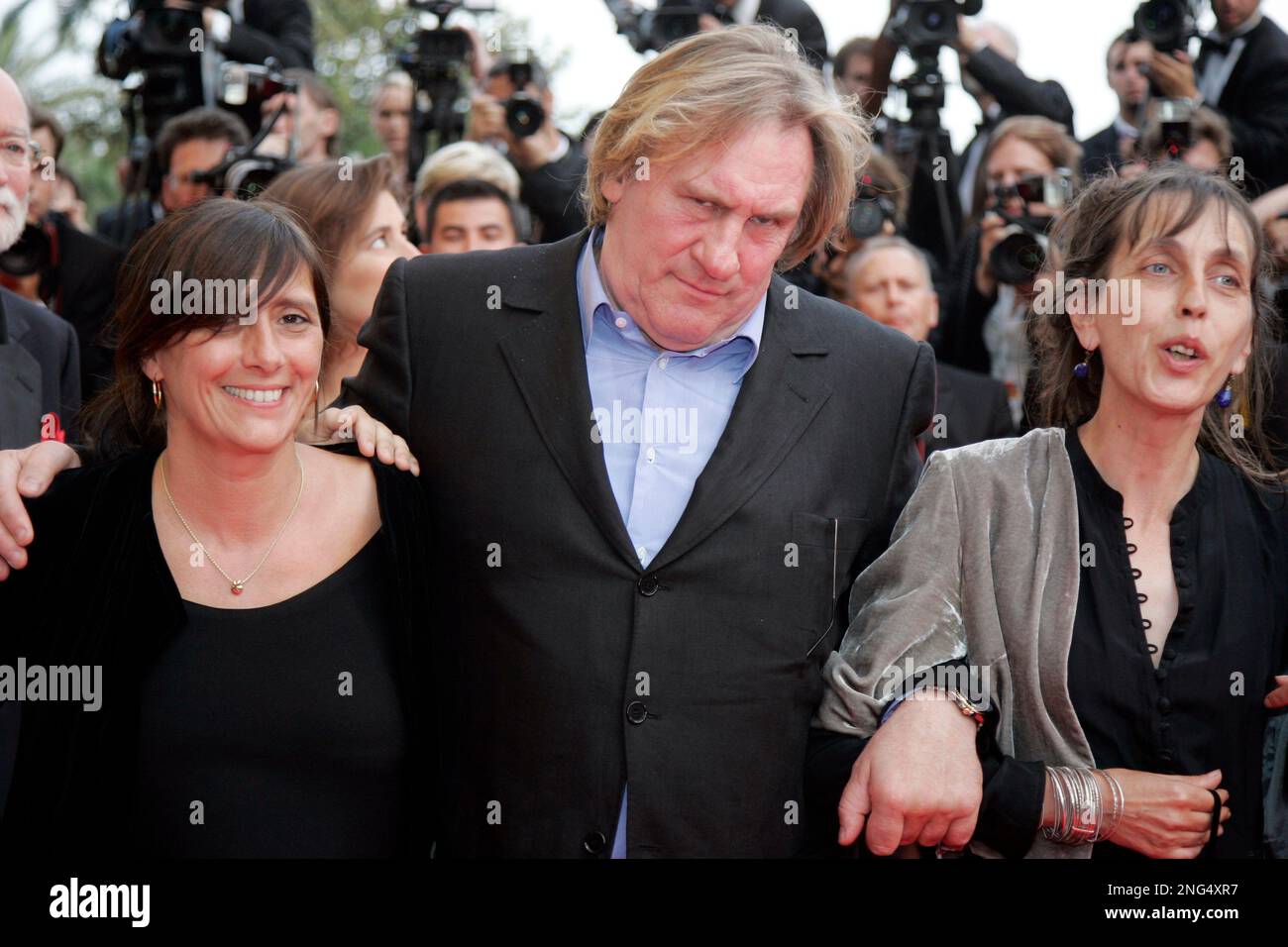 French actor Gerard Depardieu, center, arrives for the screening of the ...