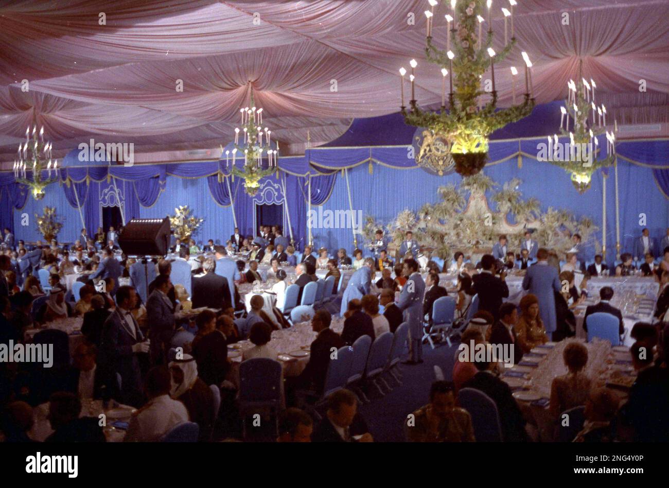 Interior view of the banqueting tent at Persepolis, Iran, Oct. 15, 1971 ...