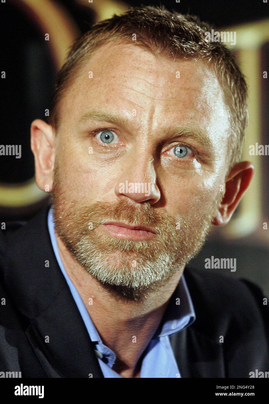 British actor Daniel Craig is seen during a press conference for the ...