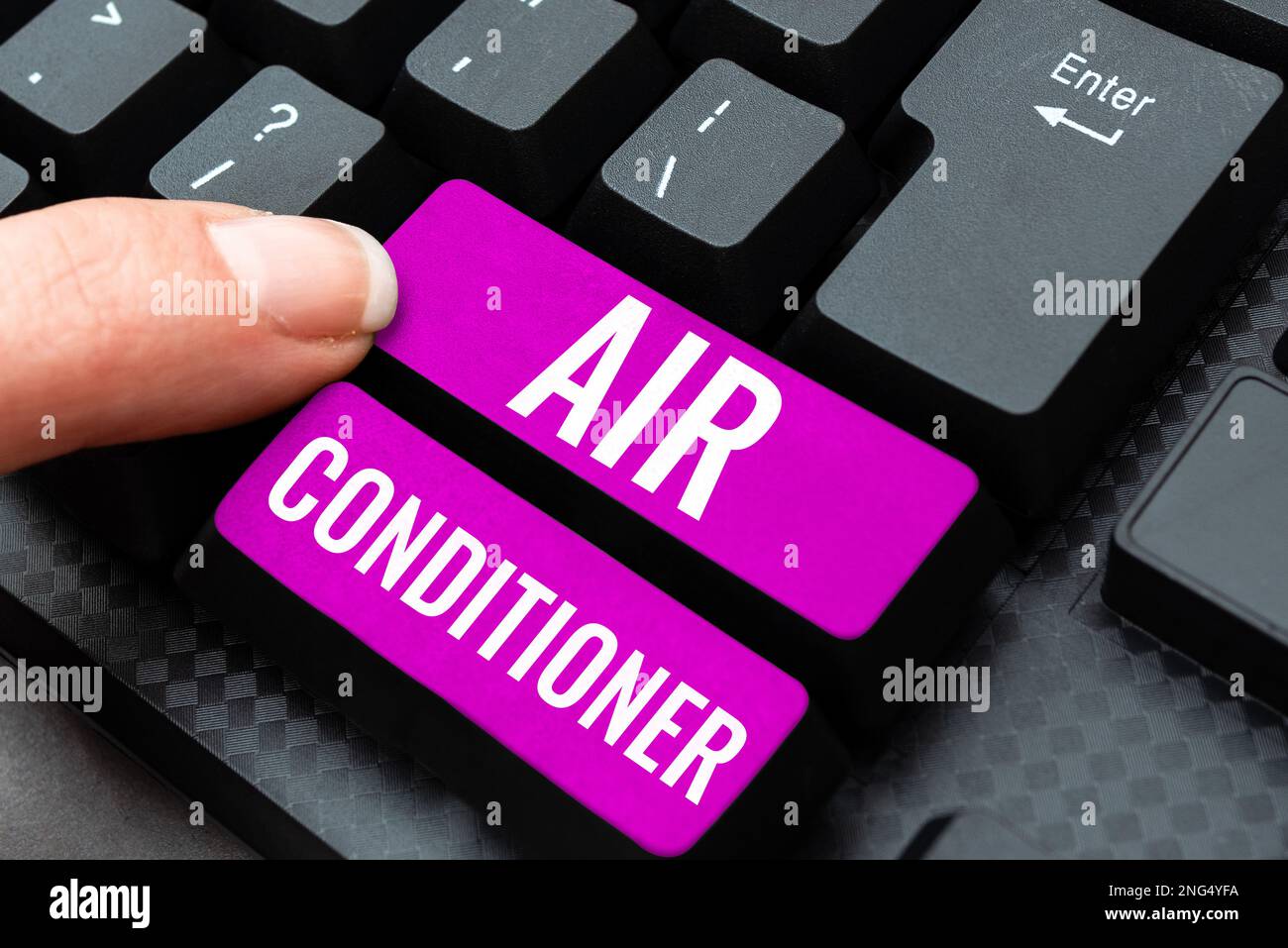 Sign displaying Air Conditioner. Business idea apparatus for washing ...