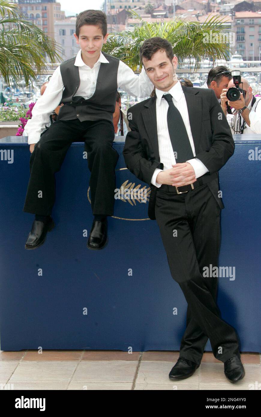 Israeli actors Yonathan Alster, left, and Michael Moshonov pose during ...