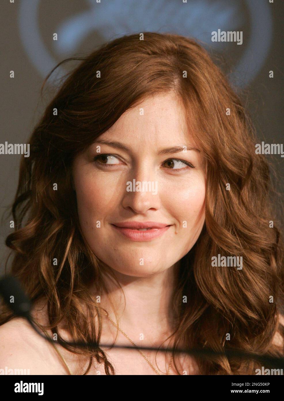Scottish actress Kelly MacDonald pauses while speaking during a press ...