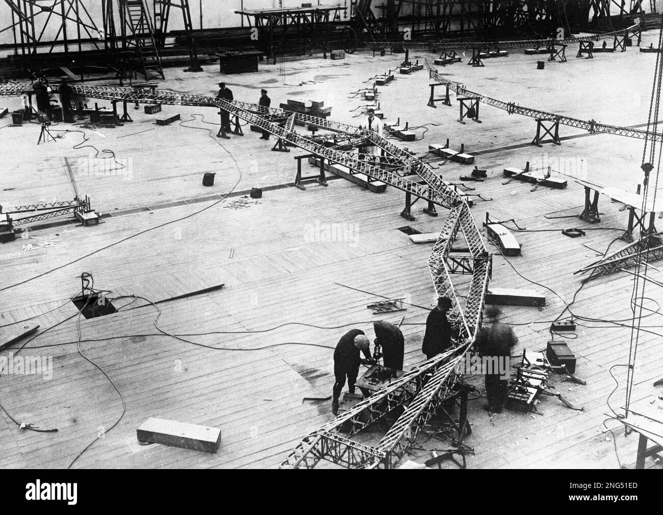 The construction of the largest airship, Z. 127 which was later named ...