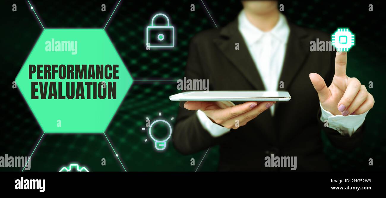 Hand writing sign Performance Evaluation. Word Written on the development and action planning of ...