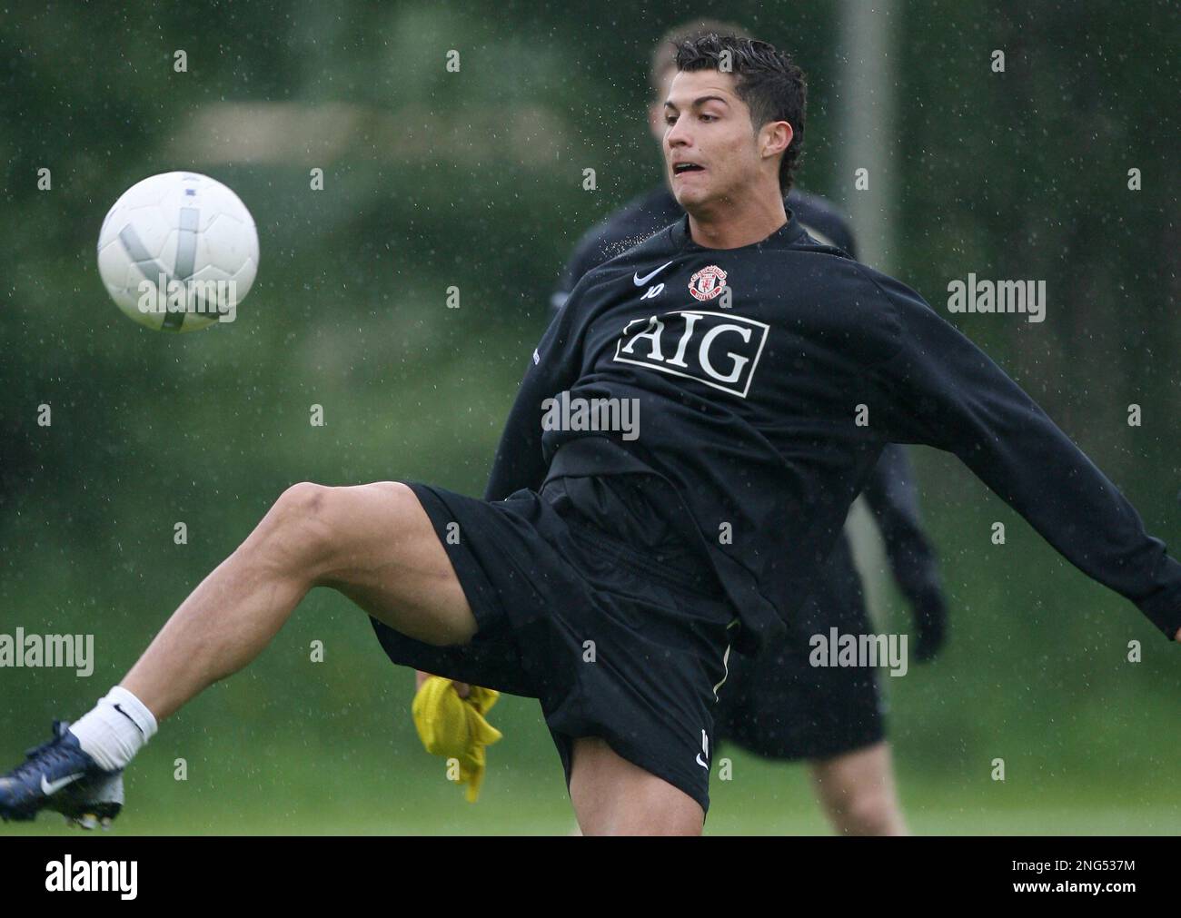 Manchester United's Cristiano Ronaldo stretches for the ball during a ...