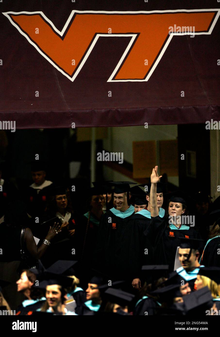 Graduating students file into Cassell Coliseum for a graduation ...