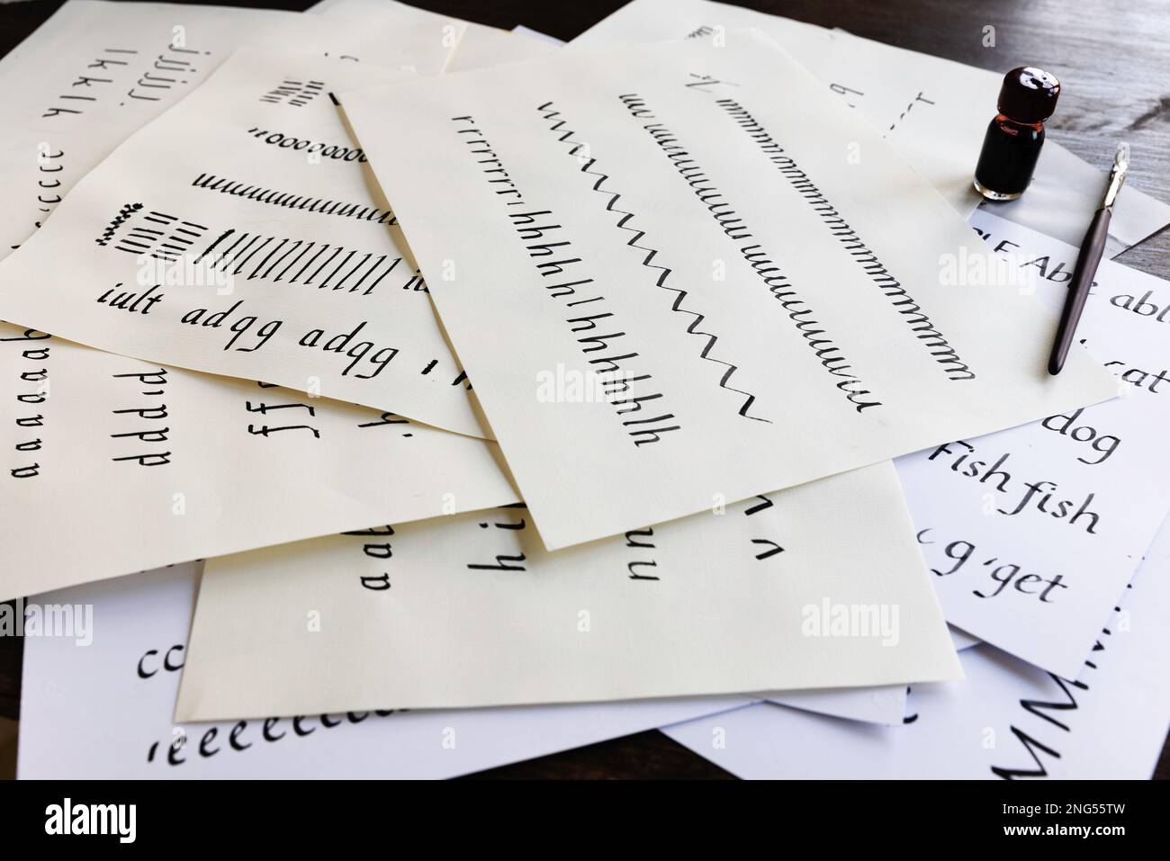 Calligraphy Practice Pages Stock Photo - Alamy