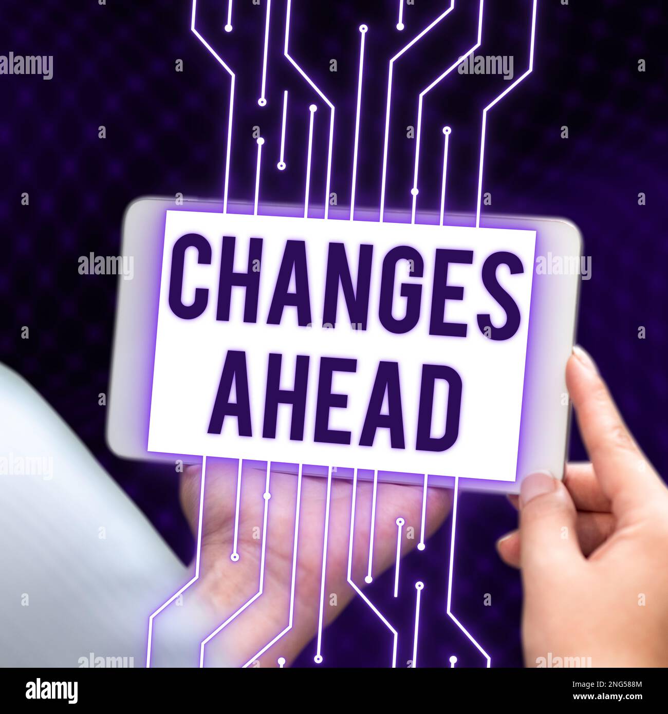 Text caption presenting Changes Ahead. Word Written on to replace with ...