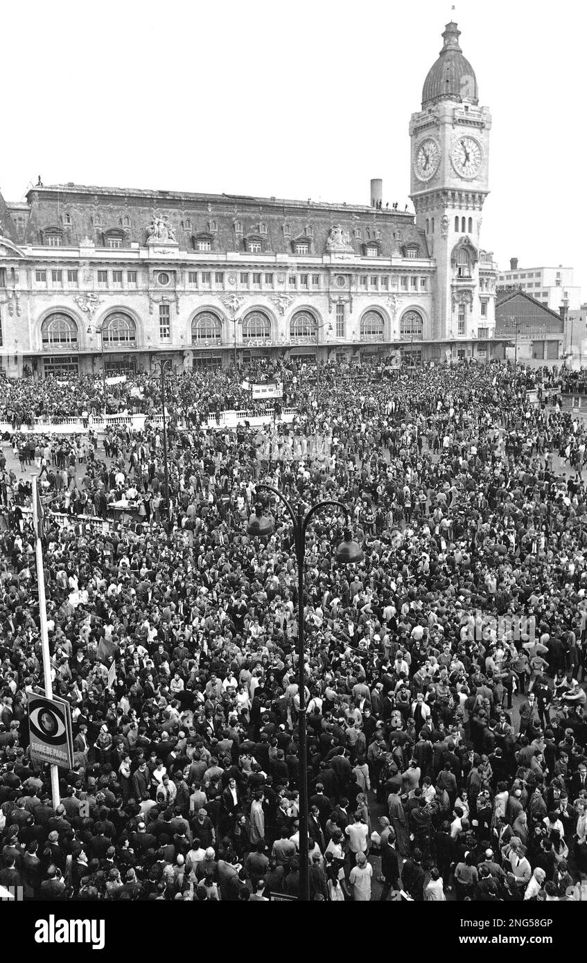 Student demonstrators gather near Lyon rail station in response to a ...