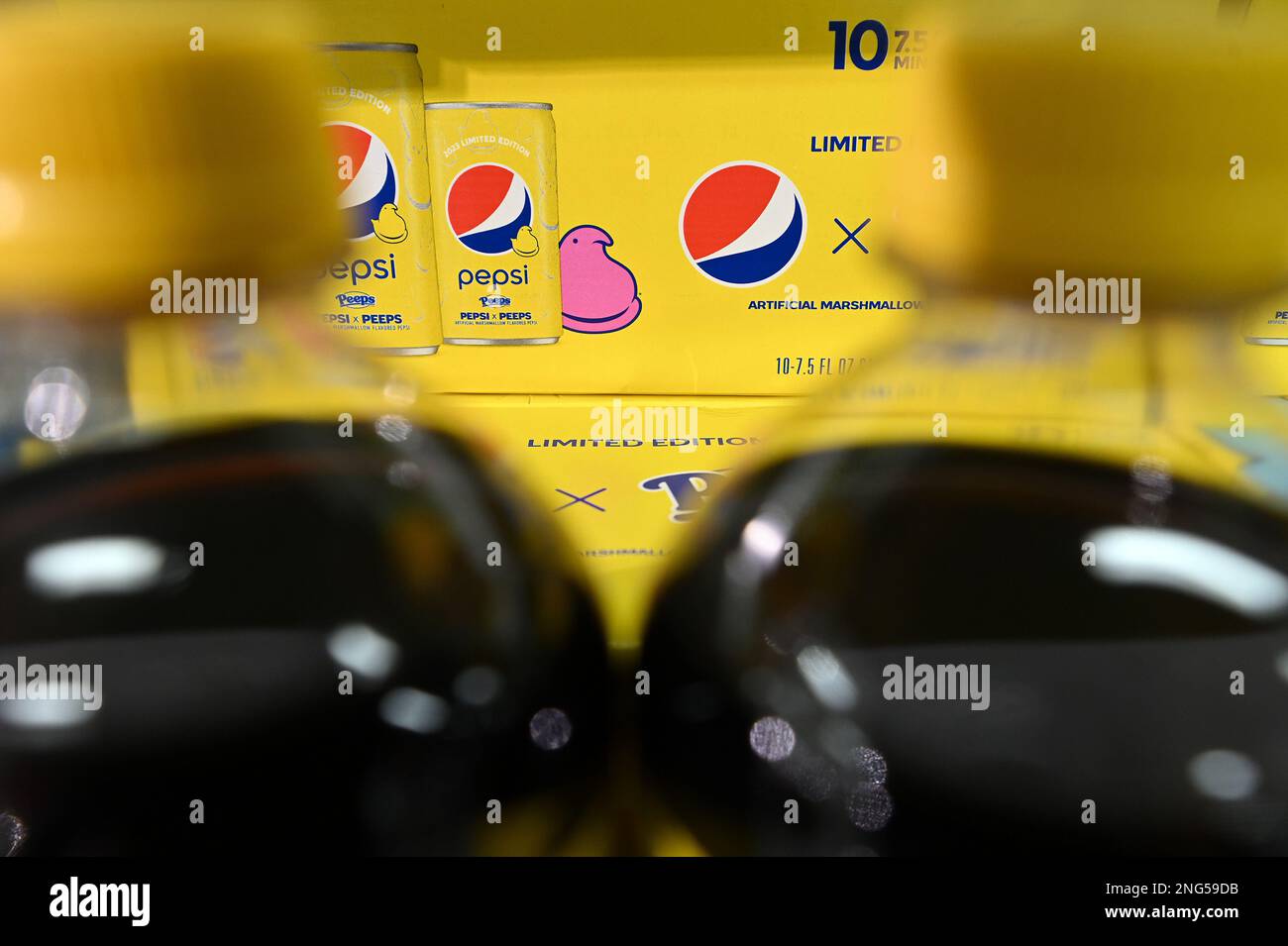 New York, USA. 17th Feb, 2023. Bottles and cans of marshmallow Peeps ...