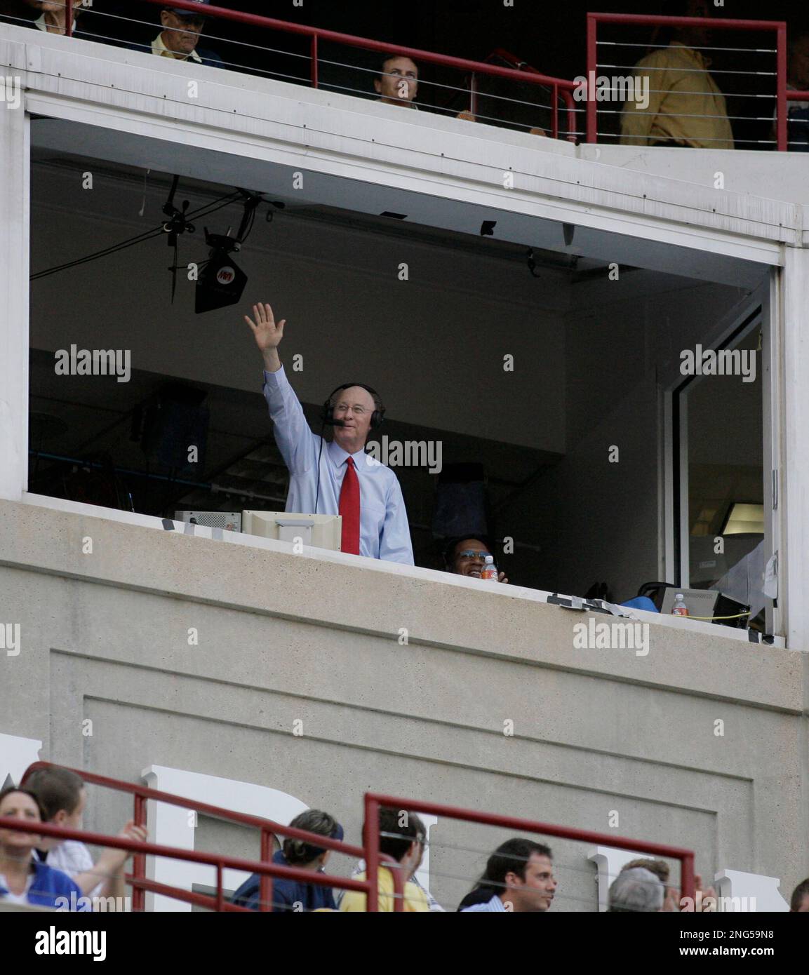 New York Yankees broadcaster Bobby Murcer waves to the crowd during a ...
