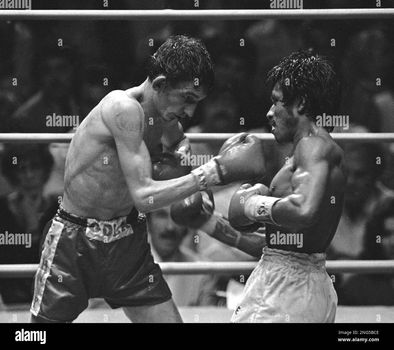 W.B.C. bantamweight champion, Mexican boxer Lupe Pintor, fights against ...